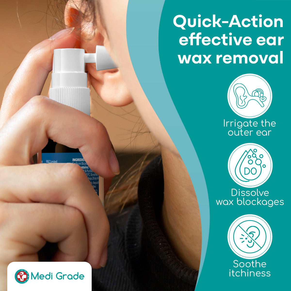 Medi Grade Sodium Bicarbonate Ear Spray - for Blocked Ears and Wax Rem